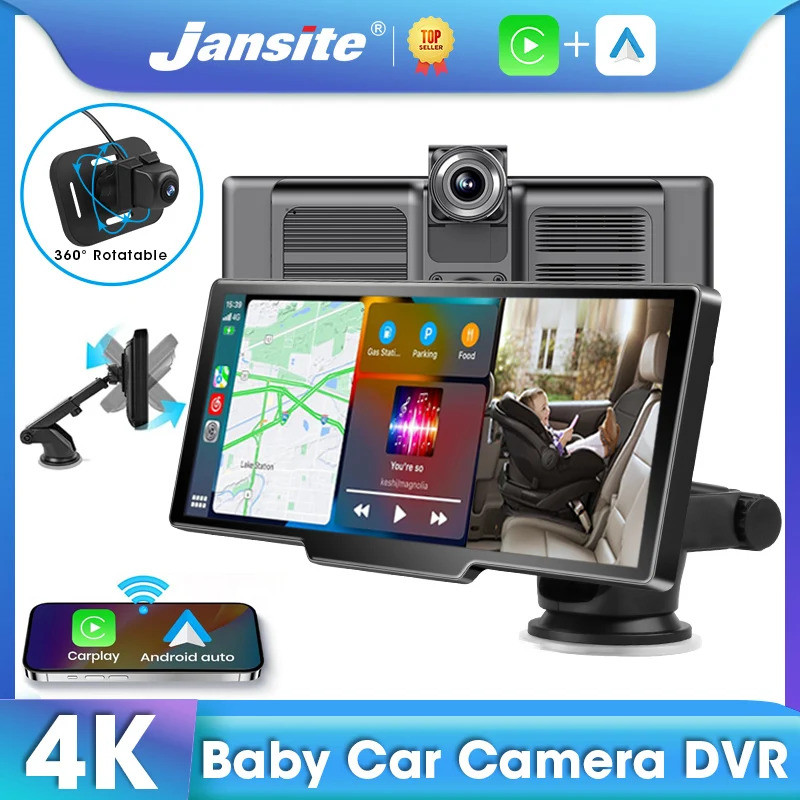 Jansite 10.26" Dash Cam 4K Car DVR Mirror Video Player Wireless Carplay ...