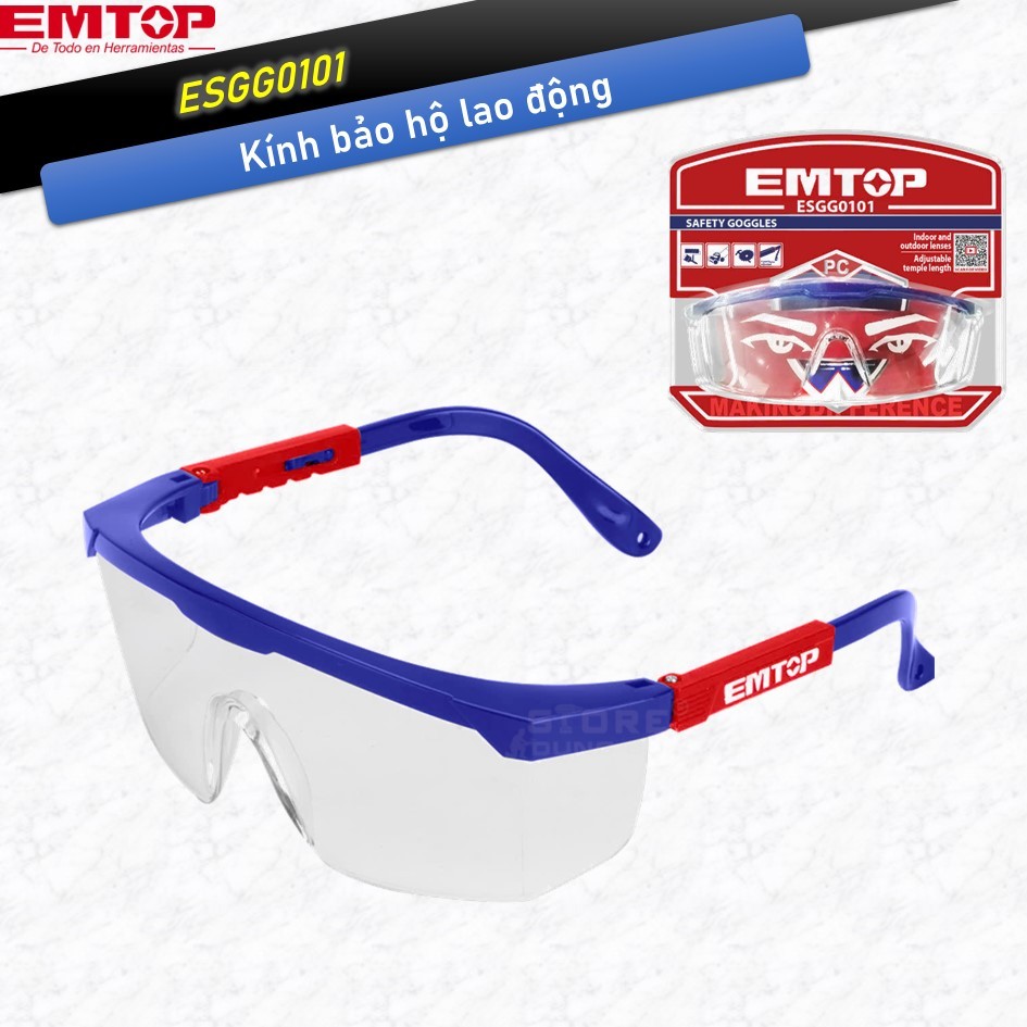 EMTOP ESGG0101 safety glasses, PC material, adjustable frame length ...
