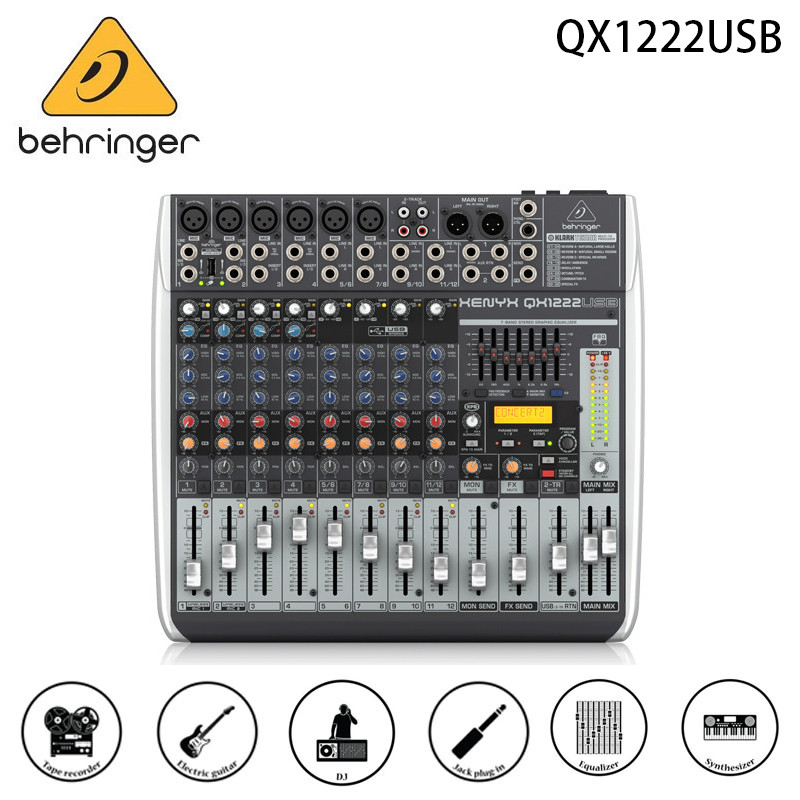 Behringer XENYX QX1222USB Premium 16-Input 2/2-Bus Mixer with XENYX Mic ...