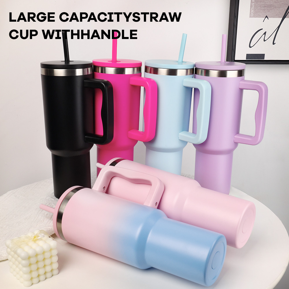 40oz Tumbler Bottle with Straw Lid Trave Mug Covers Cup Vacuum ...