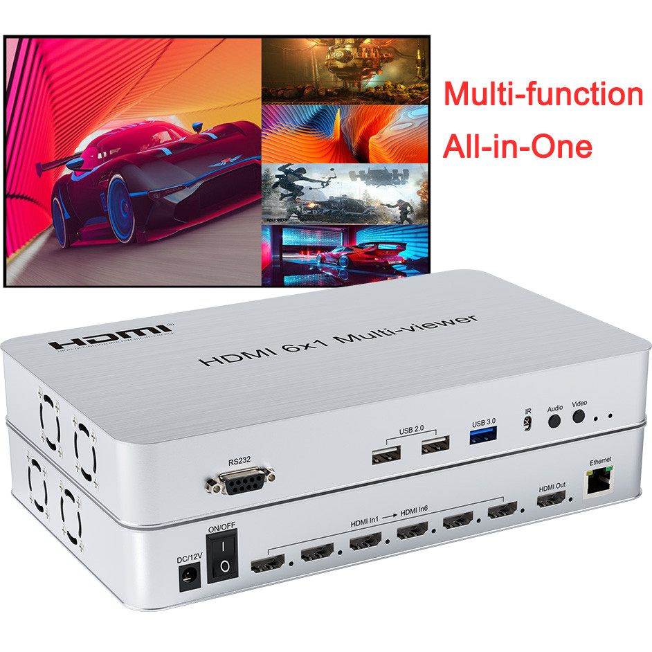 6x1 HDMI KVM Multi Viewer 3 5 6 in 1 Out Channel Video Multiplexer ...