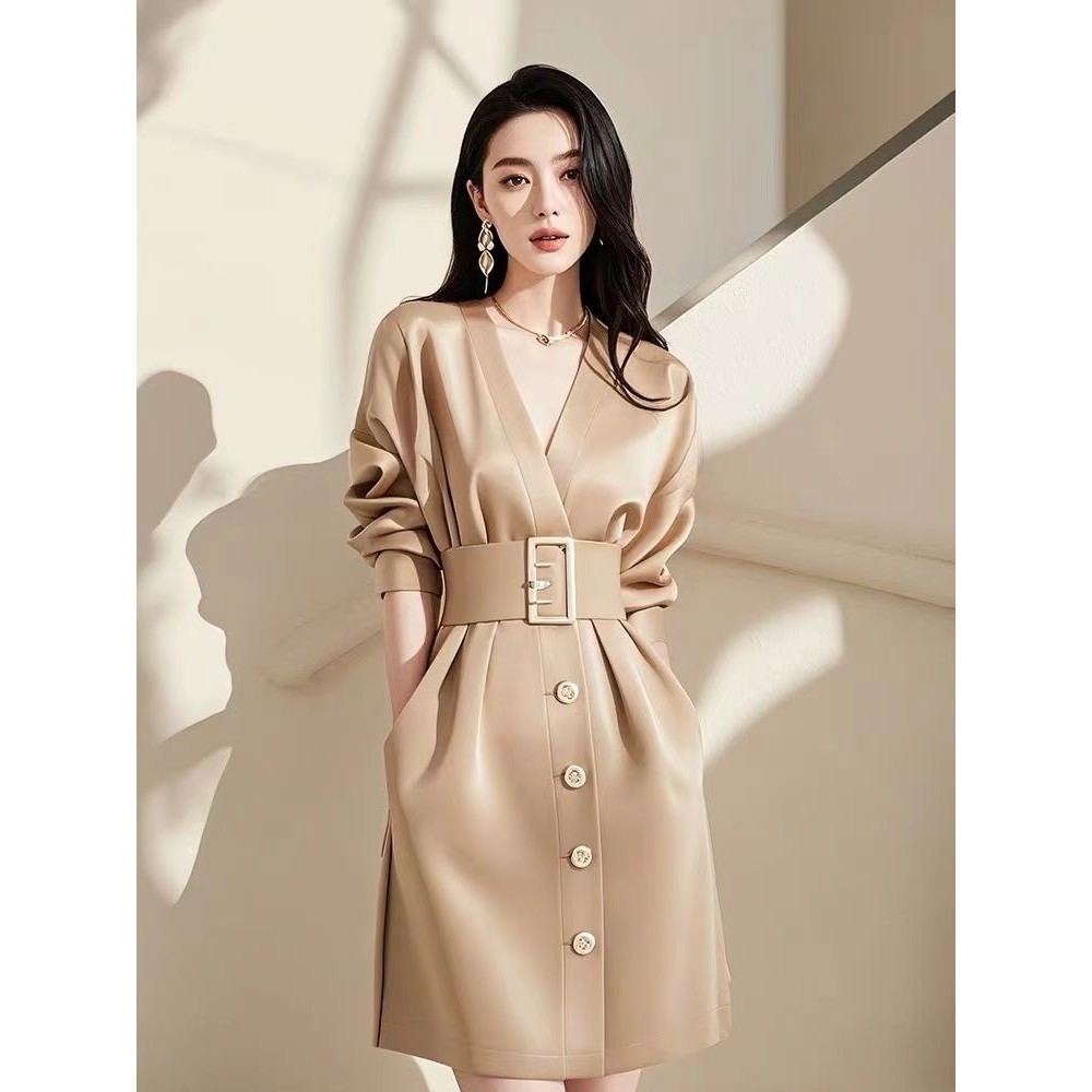 Mocha Mousse Dress Gown Pantone Color of Year 2025 Khaki Brown Elegant ...