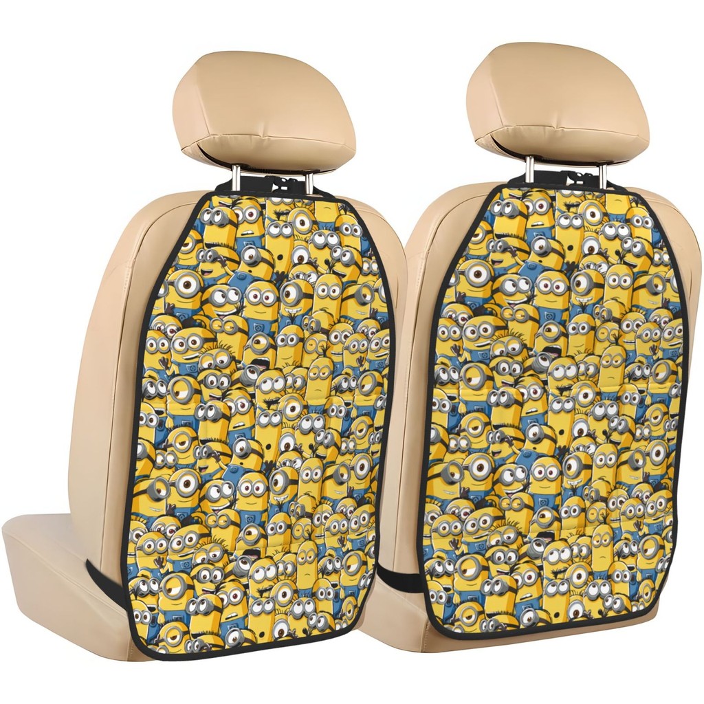 Minions Car Seat Back Kick Protectors,2 Pack Kick Mats with Storage ...
