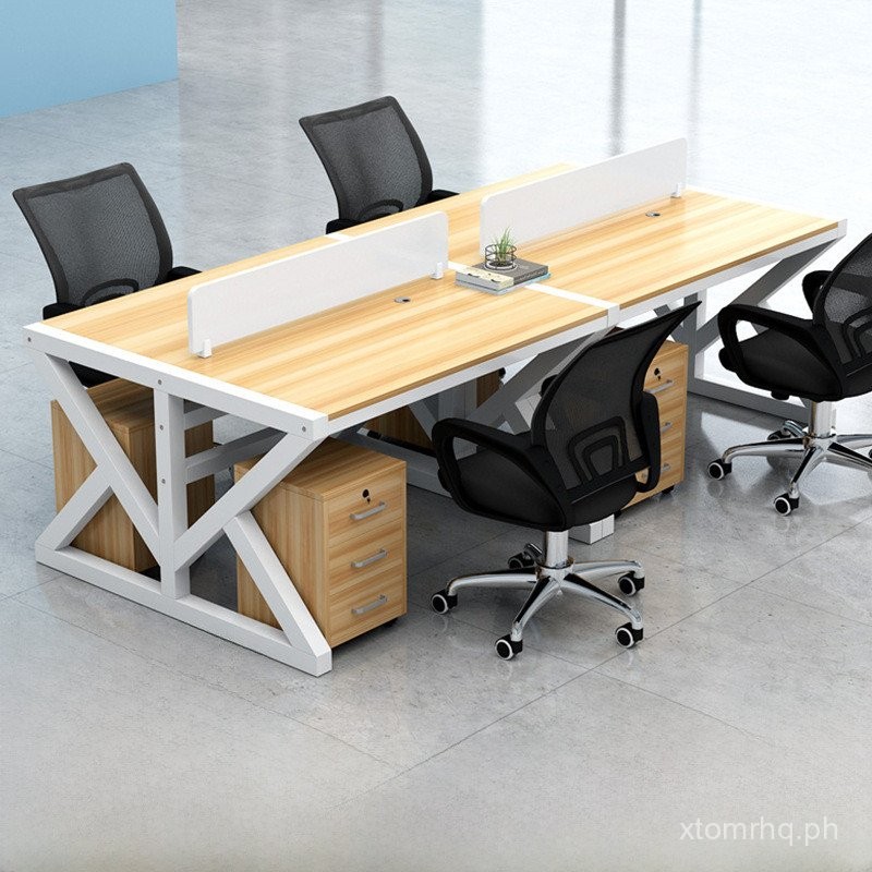 Staff Desk Four-Seat Office Desk and Chair Combination Office Staff ...