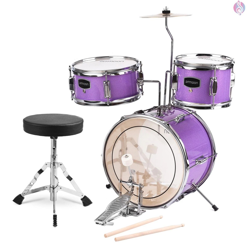 ammoon 14 inch 3-Piece Kids Drum Set with Adjustable Throne Cymbal ...