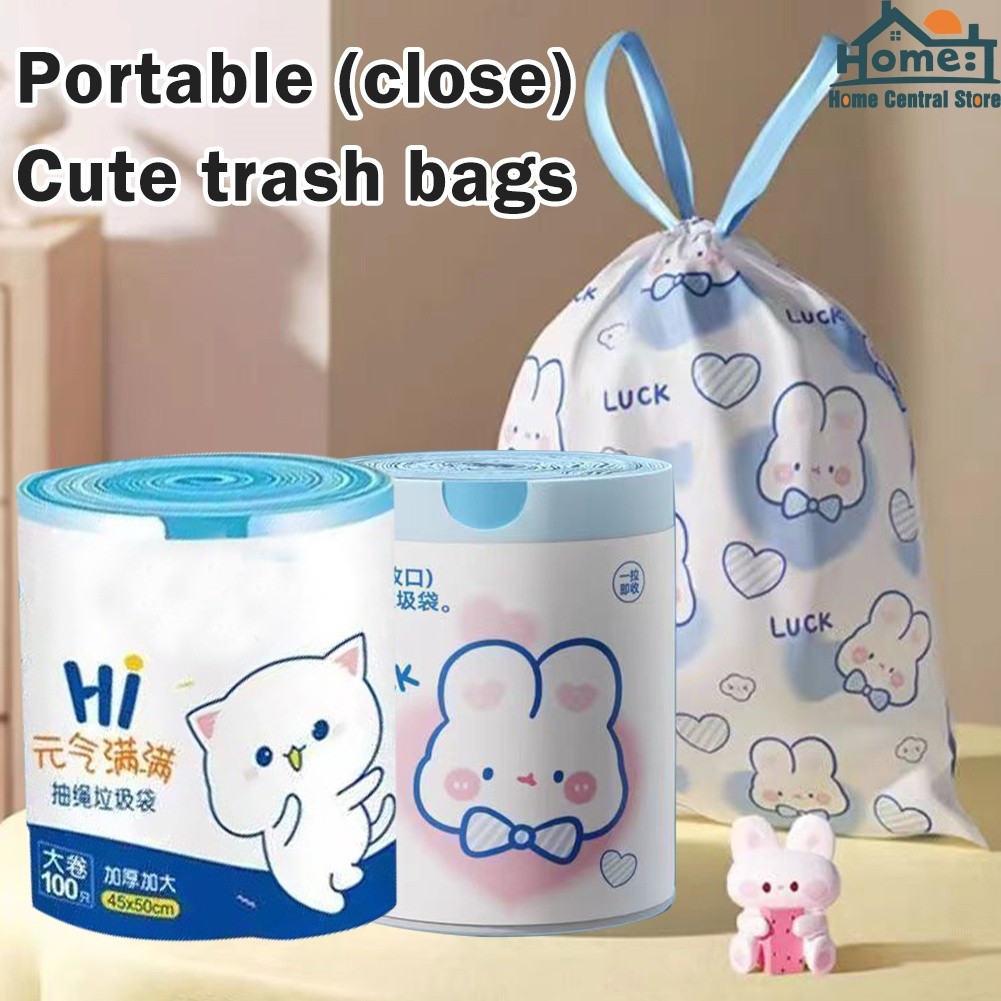 100-Pack Drawstring Trash Bags Thick Self-Closing Kitchen Waste ...