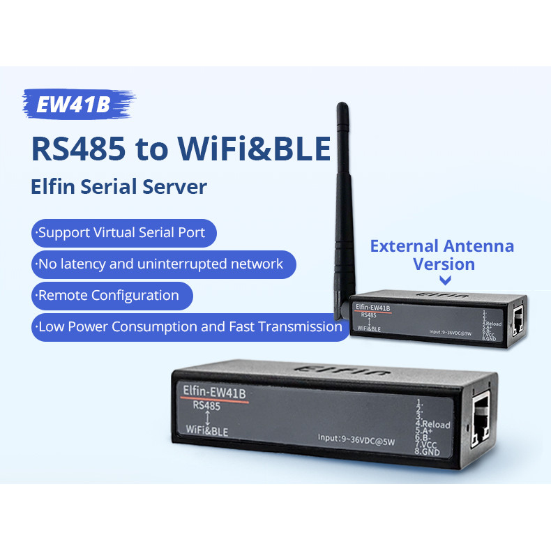 Elfin-EW4XB Serial Port RS232 / RS485 / TTL to WiFi Bluetooth ...