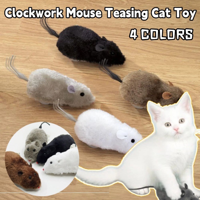 Teasing Cat Toys Clockwork Little Mouse Running Funny Plush Chain ...