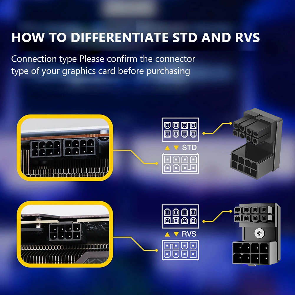 ATX 8Pin 180 Degree Angled GPU Graphics Card Power Connector Adapter ...