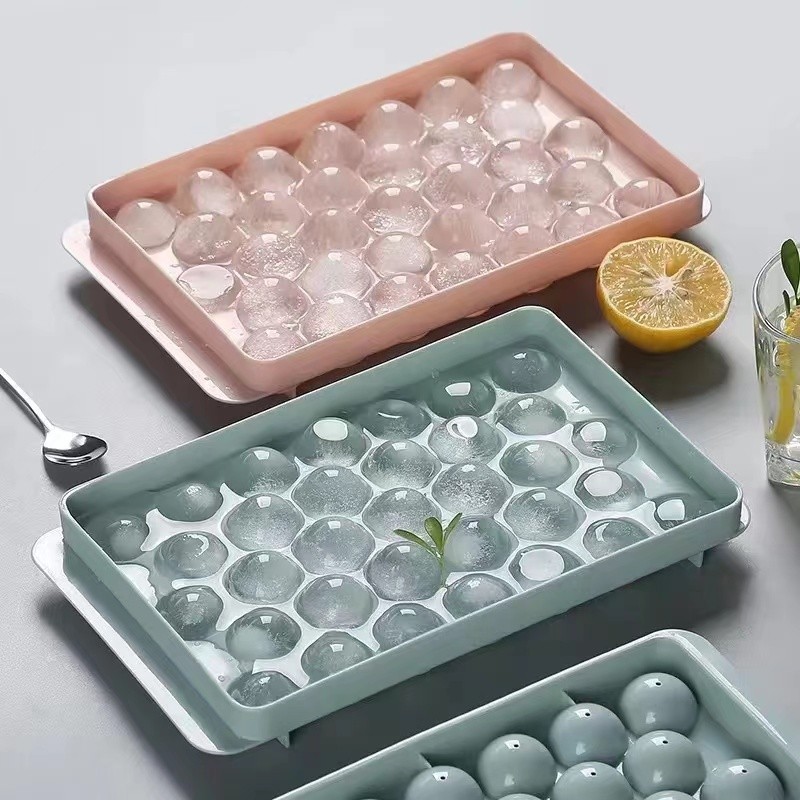 33 Compartment Round Ice Cube Shaper with Square Lid DIY Freeze Mold ...