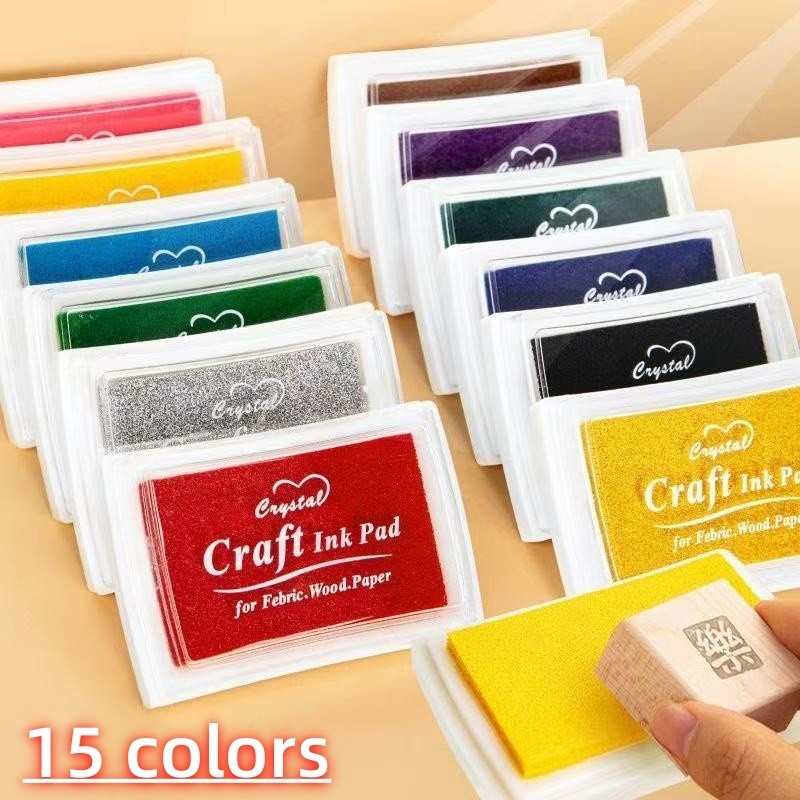 Craft DIY Ink Pad 15 Colors for Rubber Stamp Fabric Wood Paper ...