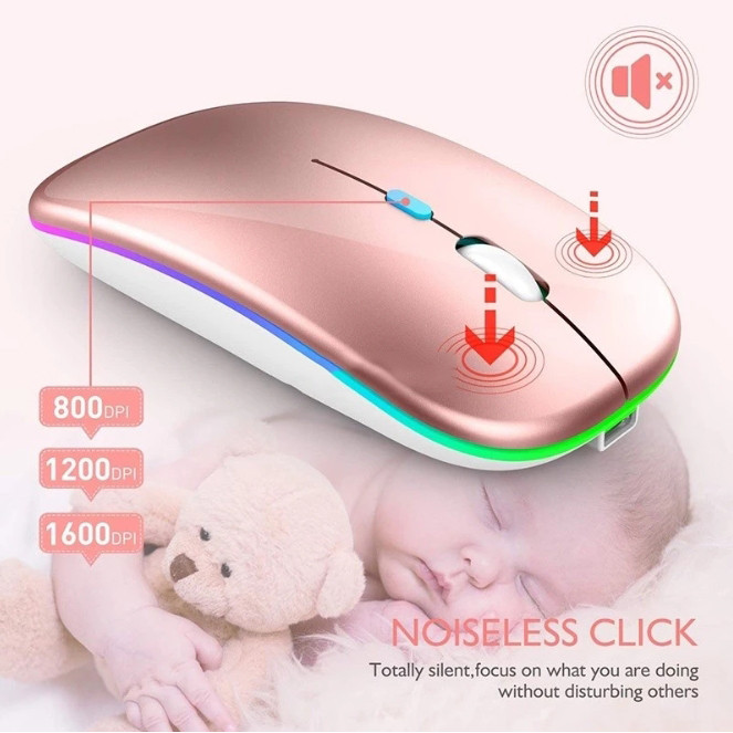 Wireless Mouse Bluetooth Rechargeable Mouse Ultra-thin Silent LED ...