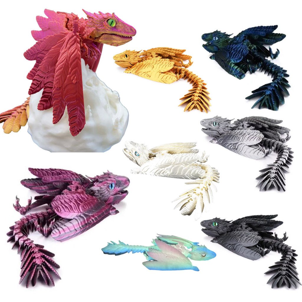 Dragon Shape Toy Feathered Dragon Toy Articulated Winged Dragon Model ...