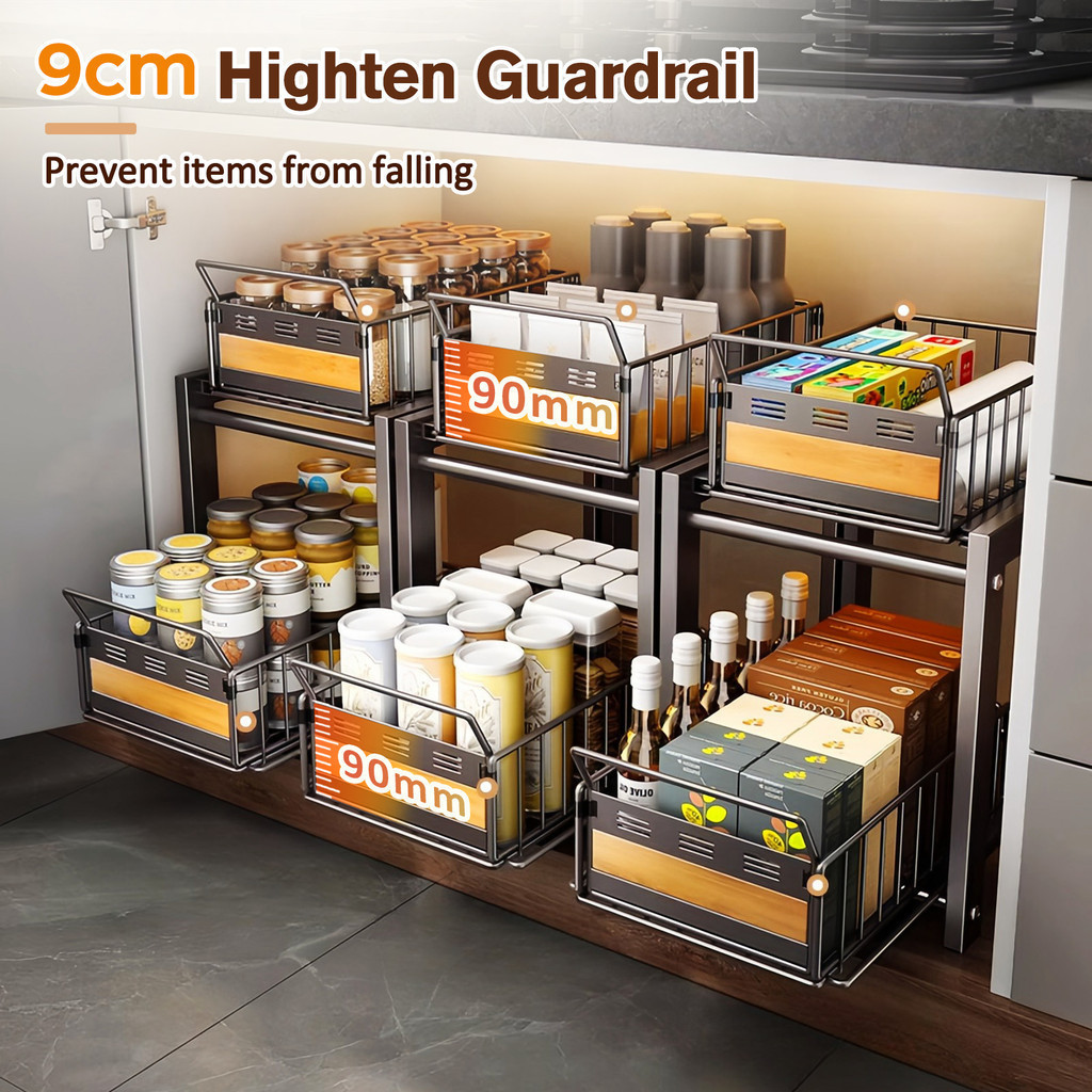 SimpleJoy Under Sink Organizer Pull Out Basket Dish Rack Kitchen ...