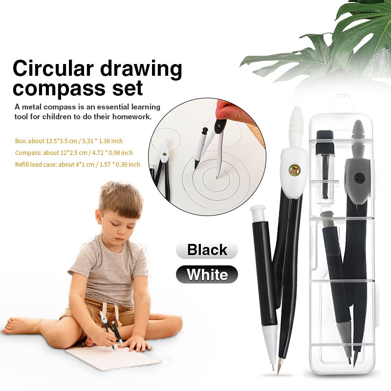 Metal Compass with Pencil Lead Box School Students Drafting Draw Circle ...