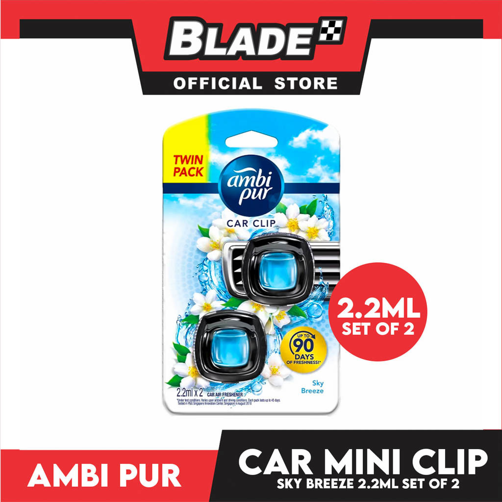 Ambi Pur Car Air Freshener Mini Clip 2.2ml Sky Breeze | Shopee Philippines