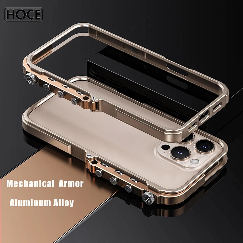 HOCE Mechanical Aluminum Metal Frame Case For iPhone 16 15 14 13 Pro ...