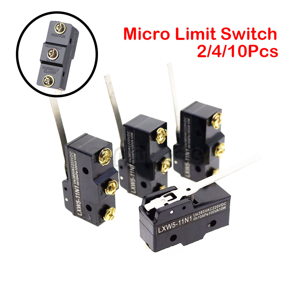 2/4Pcs LXW5-11N1 Micro Limit Switch Push Button Long Straight Arm ...