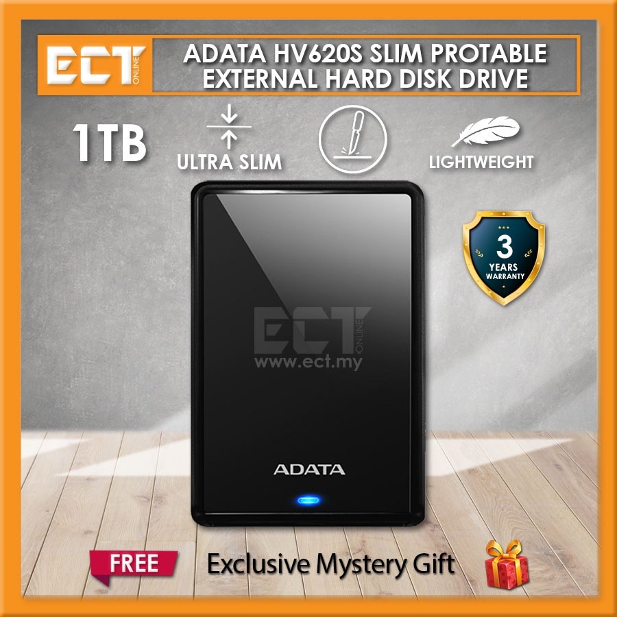 ADATA HV620S 1TB SLIM Protable External Hard Disk Drive HDD - Black ...