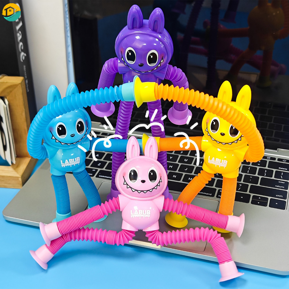 Children's Telescopic Squeeze Pop Tubes Labubu The Monster Suction Cup ...