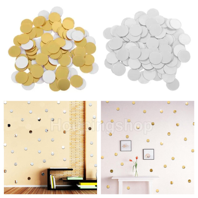 50pcs 3D Mirror Wall Stickers Round Shape Acrylic Removable Wall ...