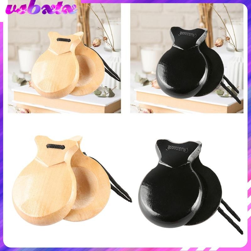 [vsbxtx] 2x Solid Wood Spanish Clapper Handmade Castanets Educational ...