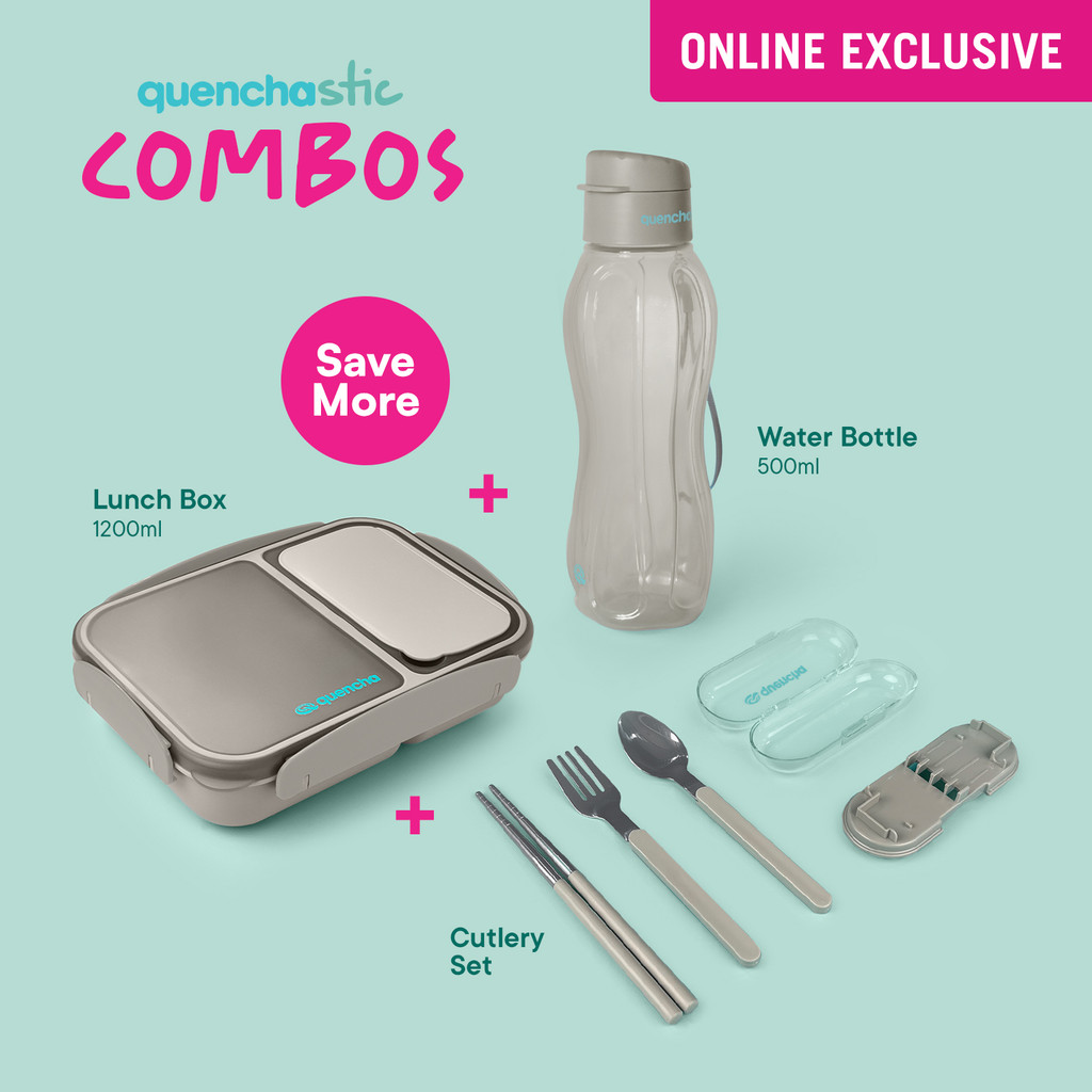 QUENCHA 1200ml Leak-proof Lunch Box and Water Bottle with Portable ...