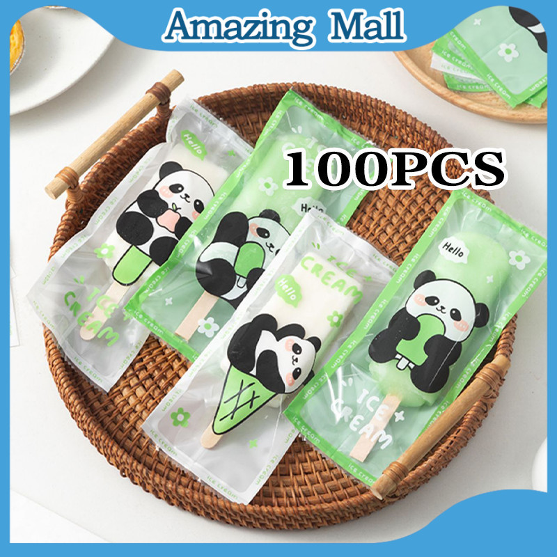 100pcs Food Grade Ice Cream Packaging Bags Disposable Plastic Popsicle ...
