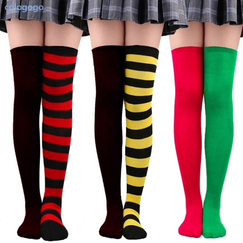 RAINL Different Color Stockings Christmas Thigh Stocking Striped Over ...