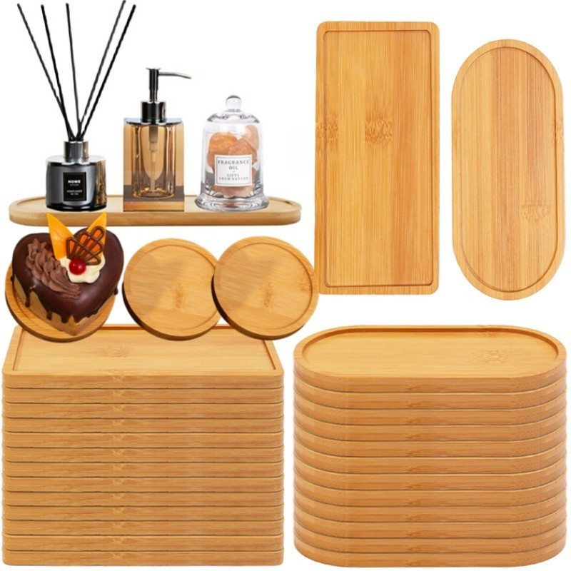 Rectangular Round Bamboo Tray Kitchen Wooden Creative Heat Insulation ...