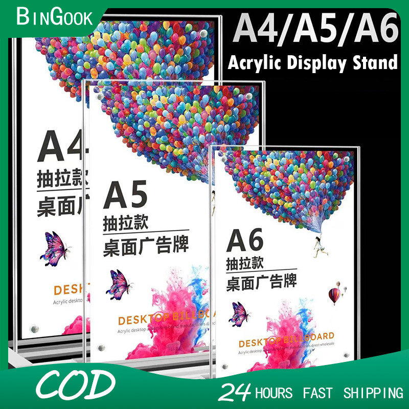 A4 A5 A6 Acrylic Menu Display Stand Clear Frame Restaurant Desktop ...