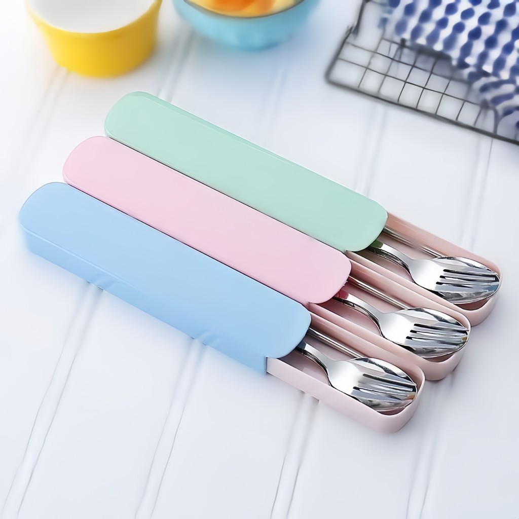 Portable 3-in-1 cutlery set with storage box | Shopee Philippines