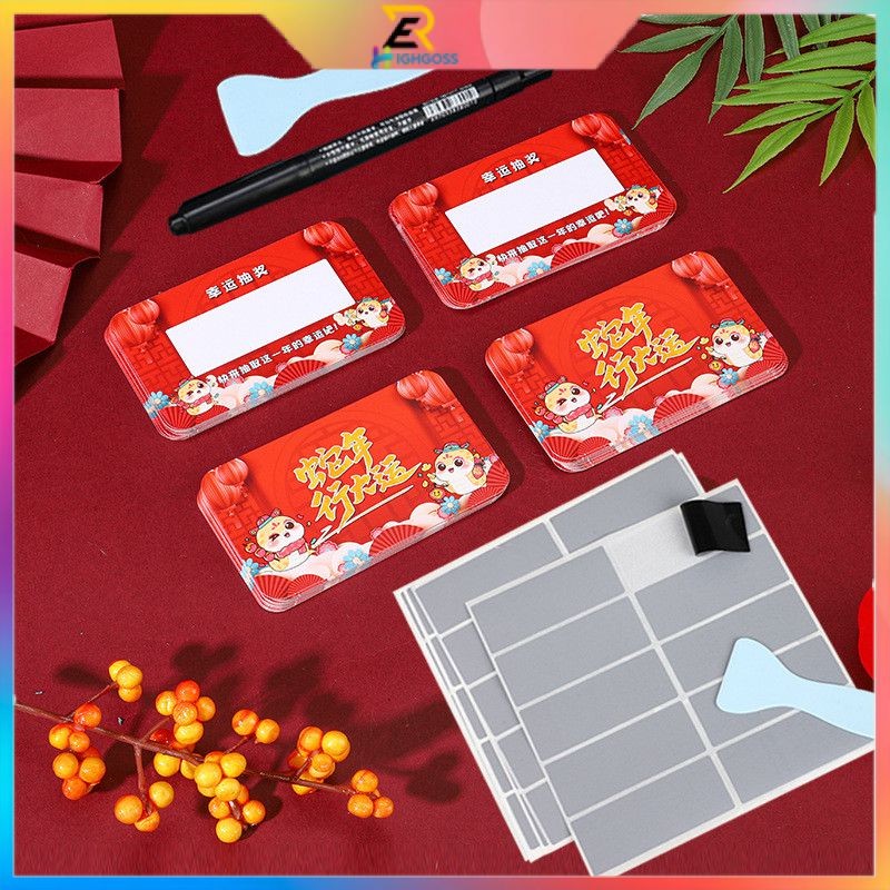 50pcs 2025 New Year Scratch Card Year Of The Snake Diy Homemade Primary ...