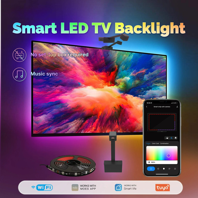 Smart Sync TV Backlight LED Strip Light Wifi Tuya Voice Control TV ...