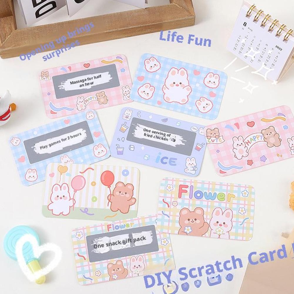 Cartoon Reward Scratch Cards DIY Greeting Blessing Praise Stickers ...