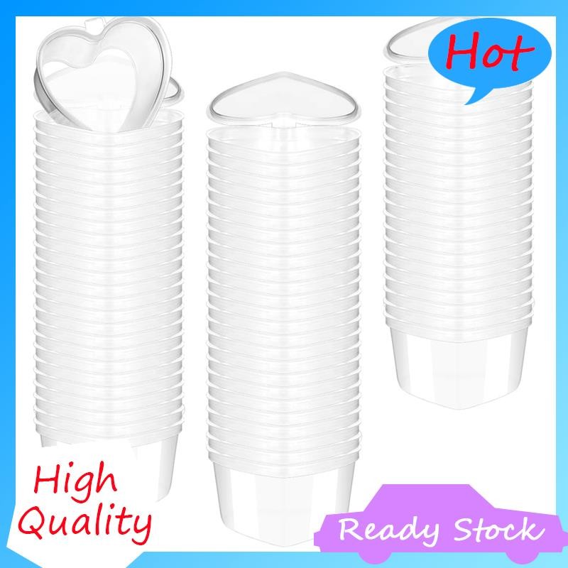 100 Pcs 2.4 Oz Valentine'S Day Heart Shaped Containers Plastic Box with ...