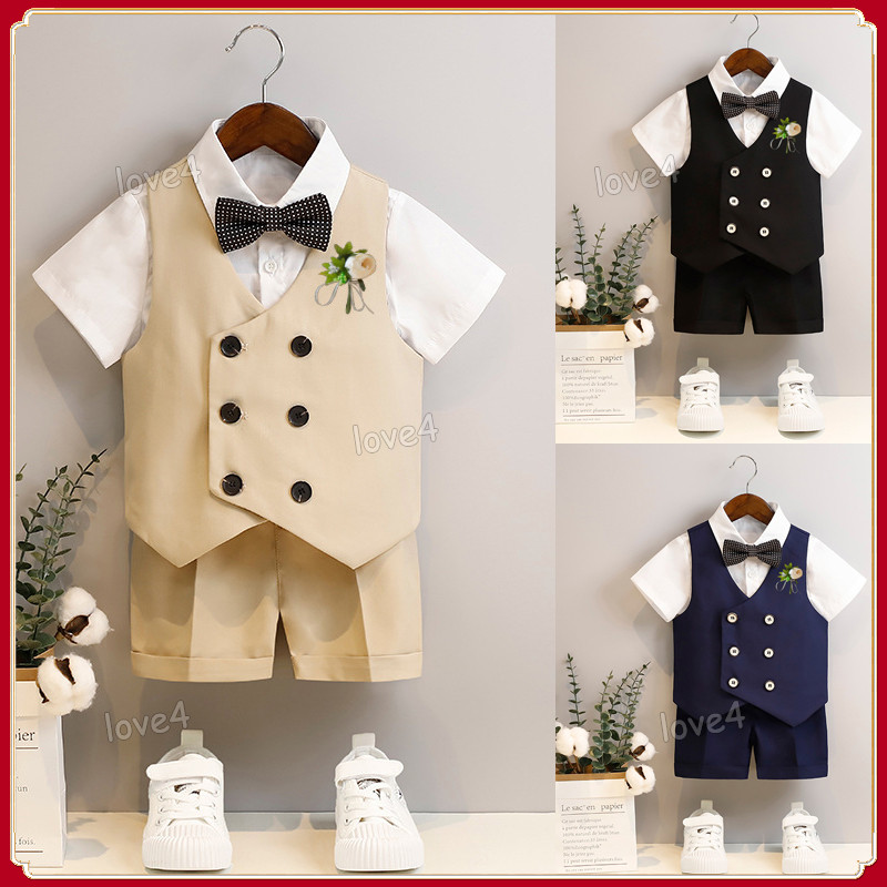 5pcs Sets Formal Terno for Kids Boys Gentleman Outfit Bow Tie White ...