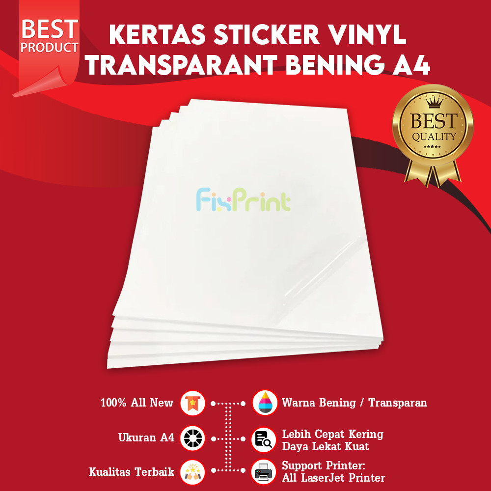 1 sheet Transparent Vinyl Sticker Paper, A4 size Clear Sticker, New ...