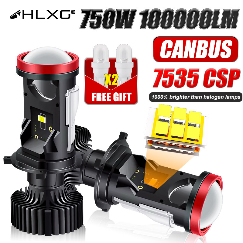 HLXG Bi LED H4 Projector Headlight Automobile H4 Lens 750W 100000LM LHD ...