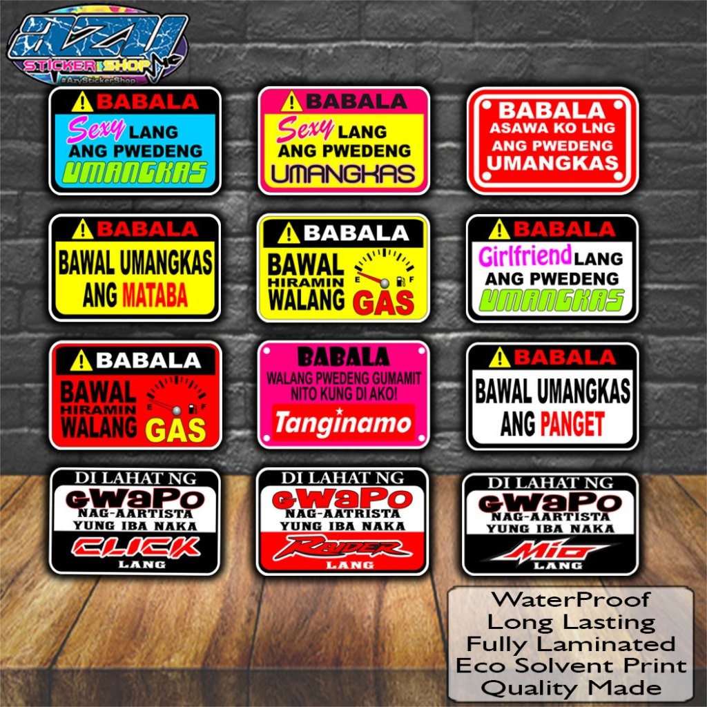 Waring Babala Sticker For MC, Car, Thumbler & More , Waterproof, Long ...