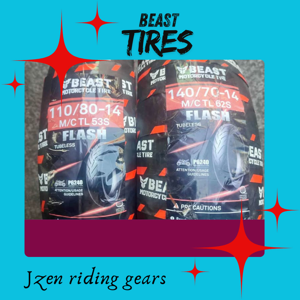 BEAST TIRE FLASH TUBELESS P6240 ( with TIRE VALVE, SEALANT, ) | Shopee ...