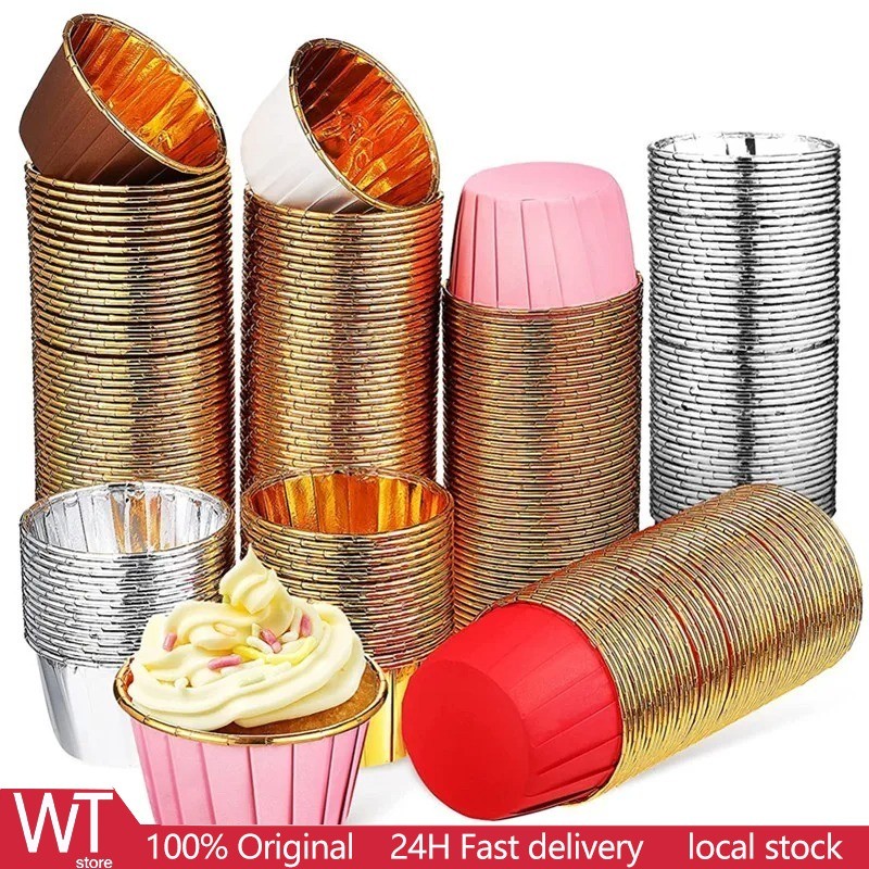 50pcs 3oz Colored Foil Cupcake Liner Shiny Aluminum Liner Baking ...