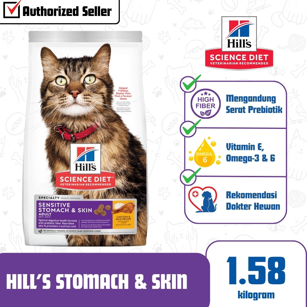 Hills Science Diet Sensitive Stomach and Skin Cat Food 1,58kg | Shopee ...