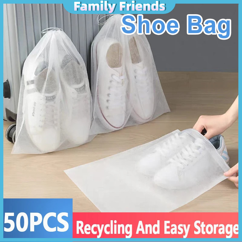 50Pcs Shoe Bag with Drawcord Shoe Dust Covers Non-woven Shoe Storage ...
