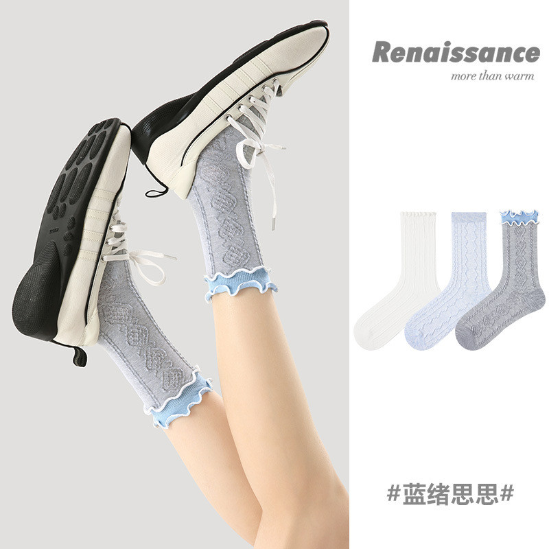 Renaissance Original Women's Socks Spring Summer Mid-Calf Socks Solid ...