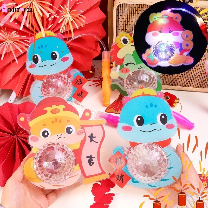 2025 Chinese New Year Colorful Glowing Handheld Lantern Cartoon Snake ...