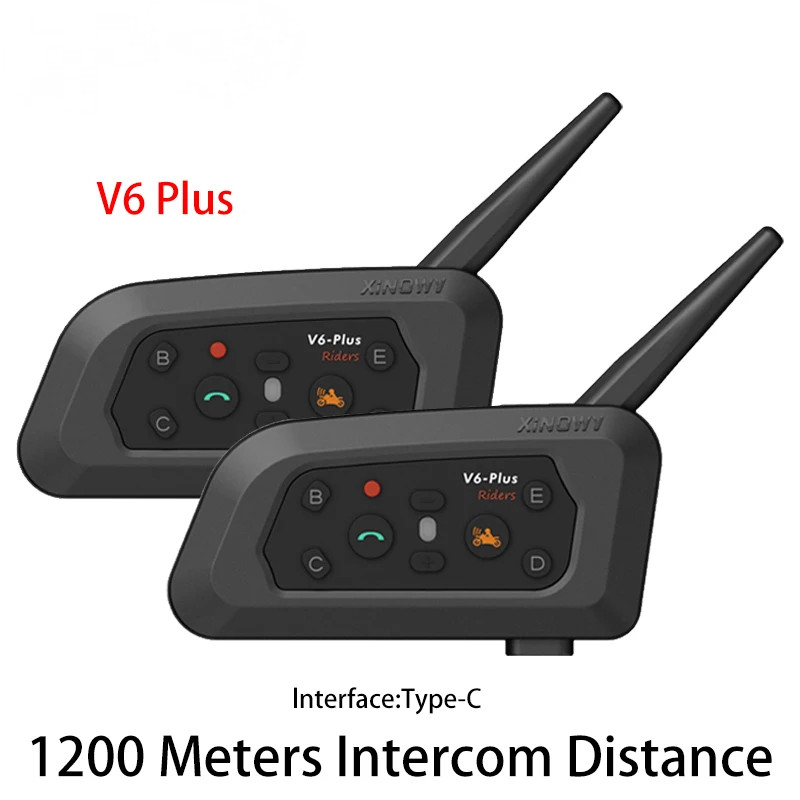 V6 Plus Motorcycle Helmet Intercom Waterproof GPS 1200M Full Duplex ...