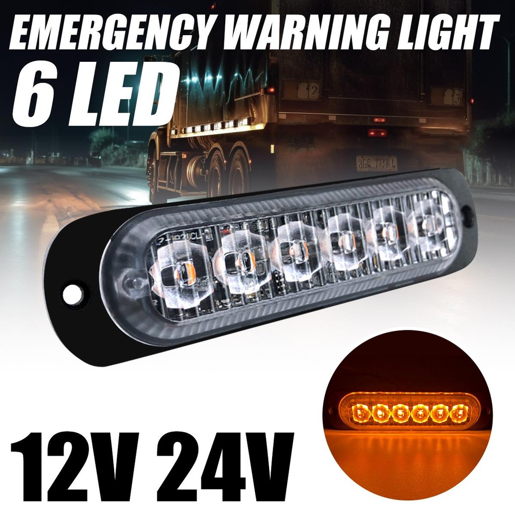 6 LED 12V-24V LED Side Marker Light Strobe Emergency Warning Light ...