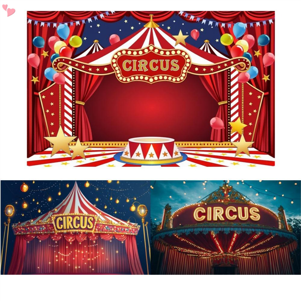 180 x 110 cm/ 70.8 x 43.3 In Circus Carnival Party Backdrop Fabric ...