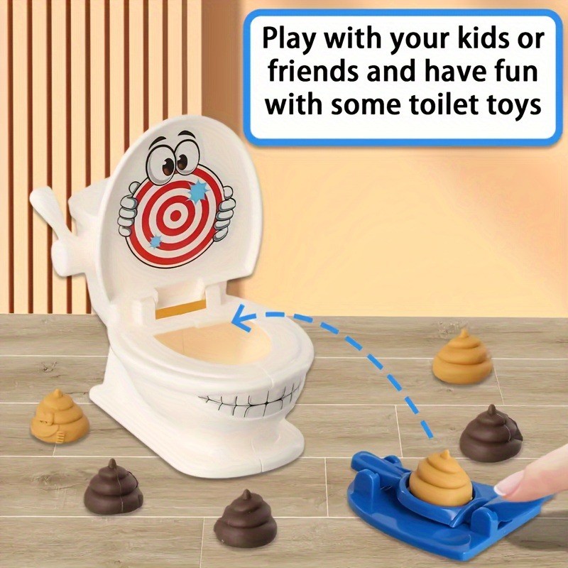 Funny Toilet Shooting Game Set - Family Game with 1 Cartoon Toilet, 2 ...